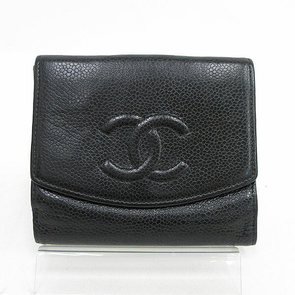 CHANEL | Bags | Chanel Coco Mark Wallet Bifold Black Caviar Skin | Poshmark